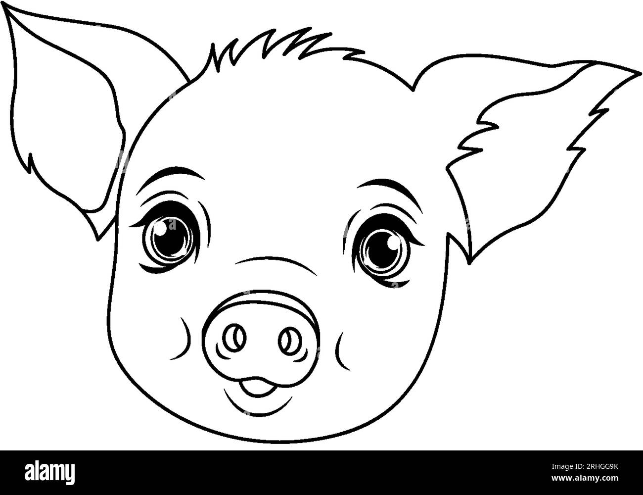 Cute pig cartoon isolated doodle outline illustration Stock Vector ...