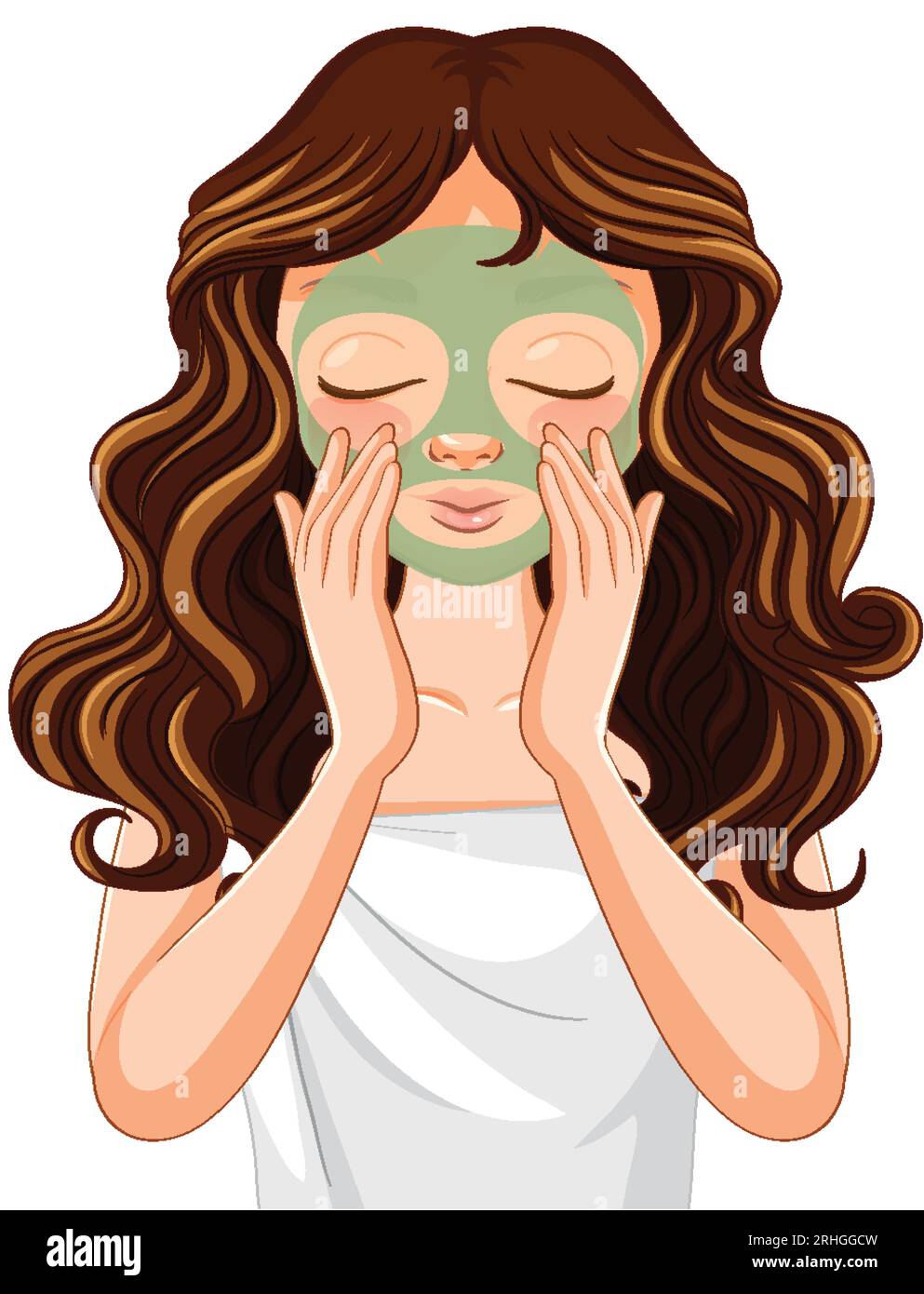 A beautiful woman is getting a luxurious spa facial treatment, complete ...