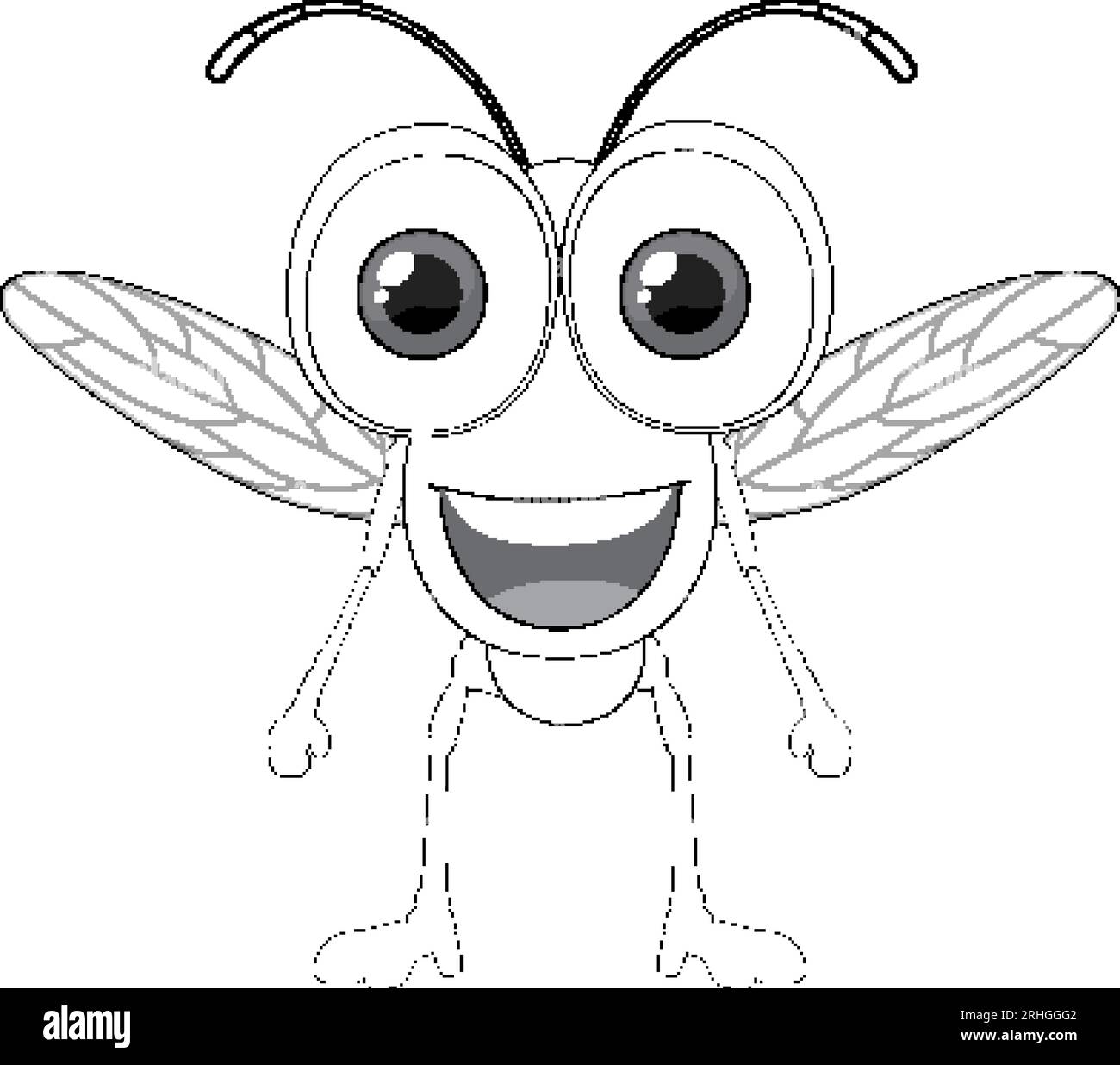 Happy fly cartoon character doodle illustration Stock Vector Image ...