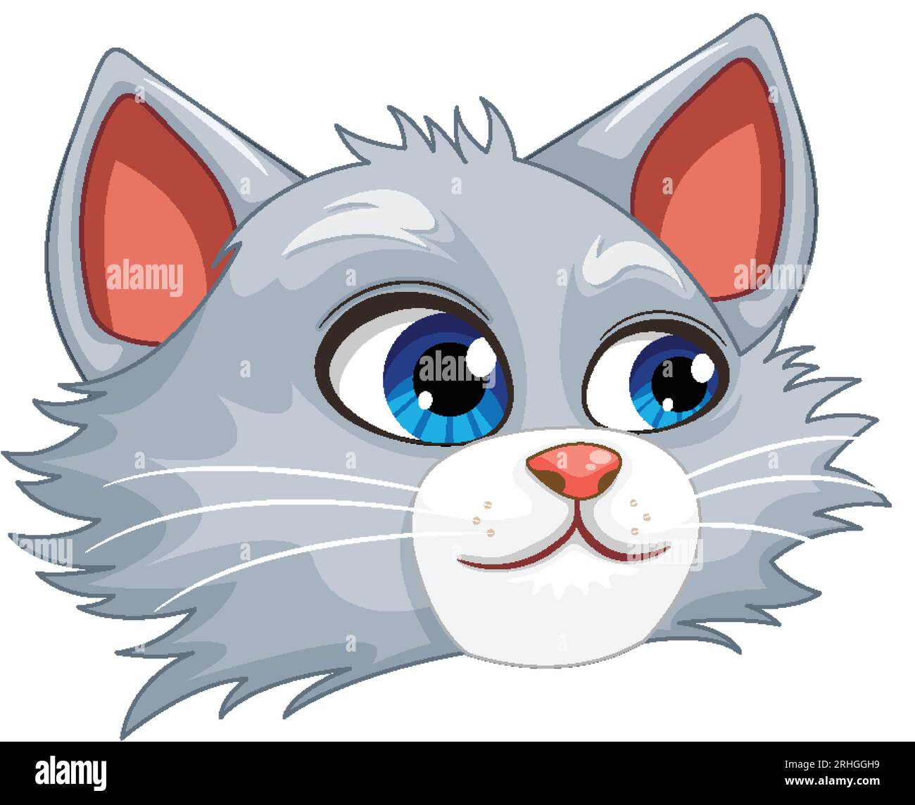 Cute cat head cartoon isolated illustration Stock Vector Image & Art ...