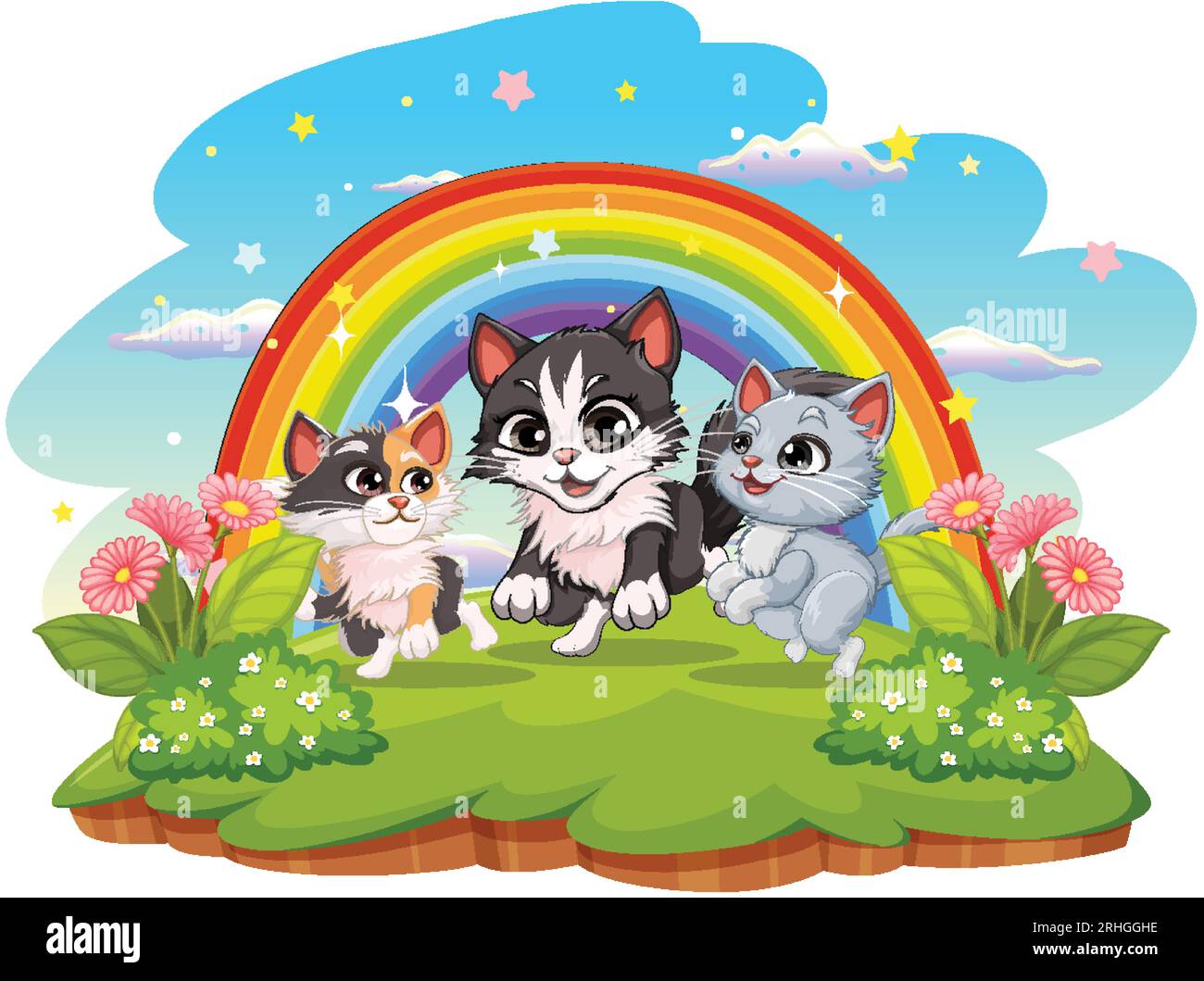 Three cat running in nature illustration Stock Vector Image & Art - Alamy