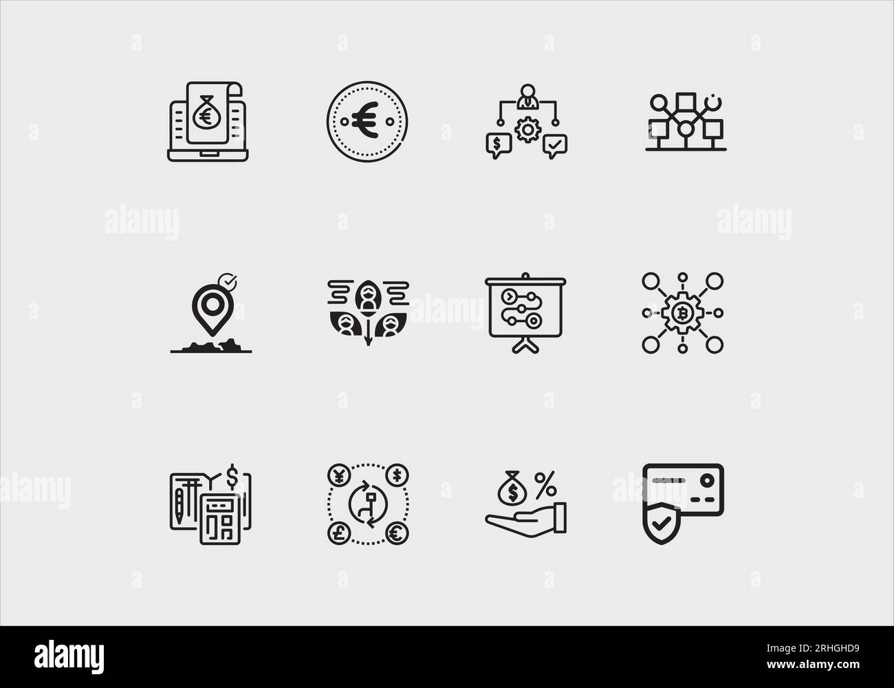 Finance and business line icons collection. Big UI icon set in a flat design Stock Vector Image ...