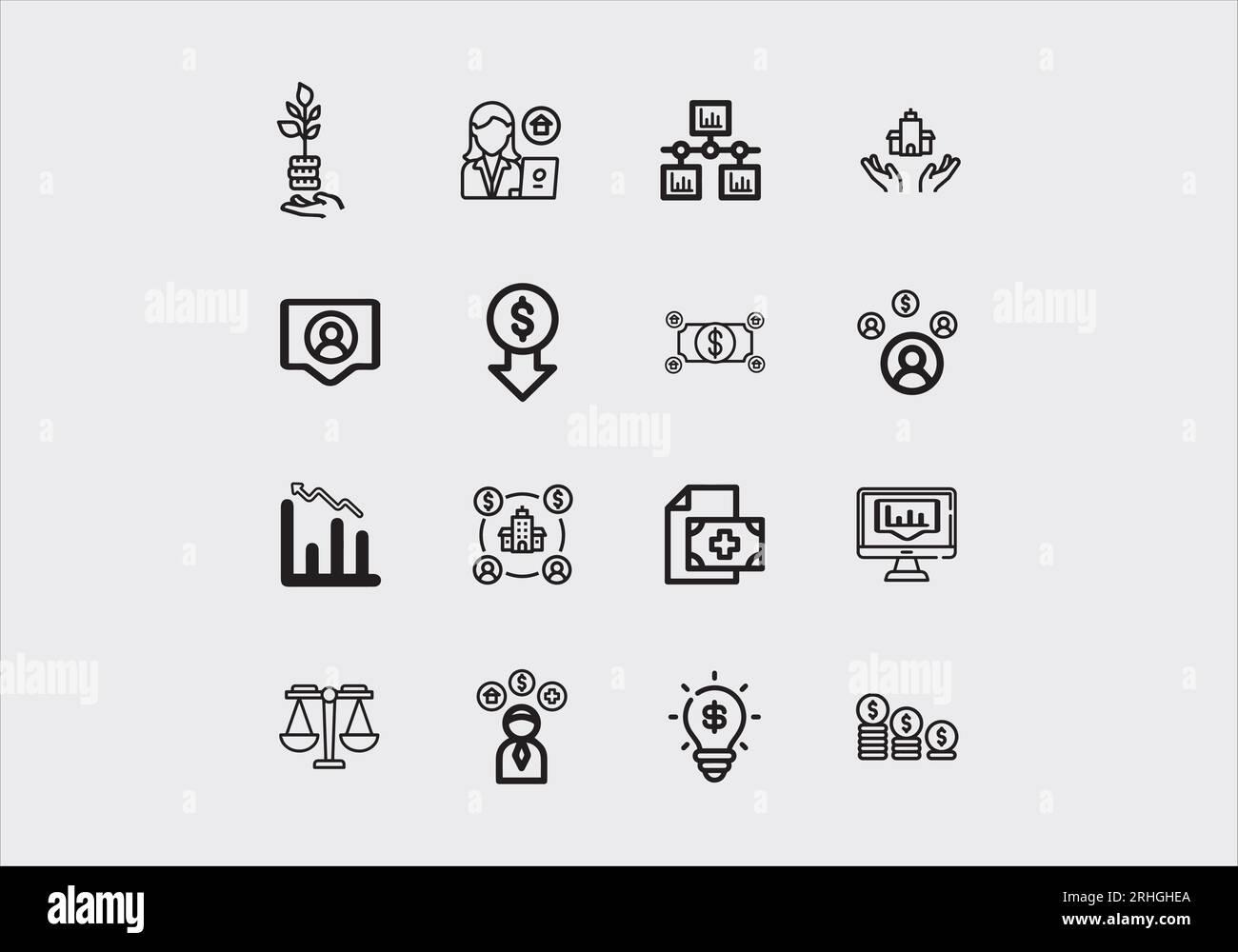 Finance and business line icons collection. Big UI icon set in a flat design Stock Vector Image ...