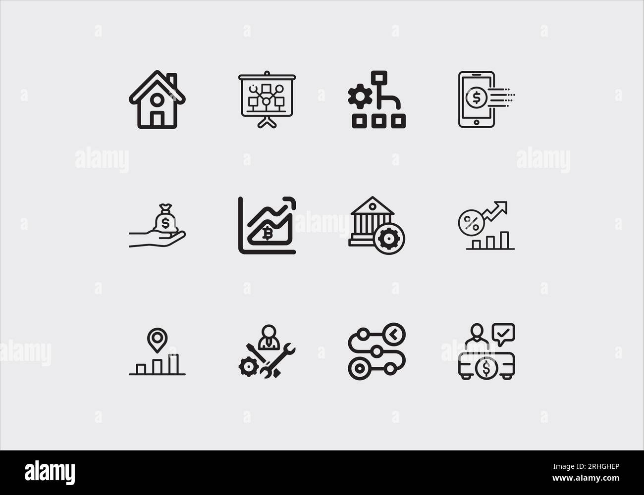 Finance And Business Line Icons Collection Big Ui Icon Set In A Flat Design Stock Vector Image