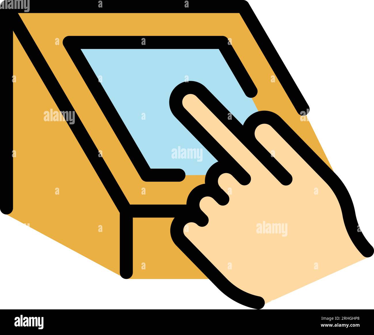 Touch finger icon outline vector. Digital screen. Smart click color ...