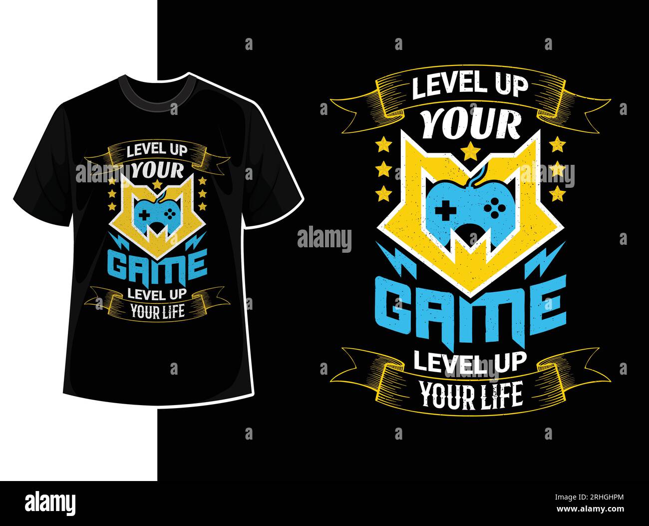 Gaming quote t shirt design or level up your game level up your life ...
