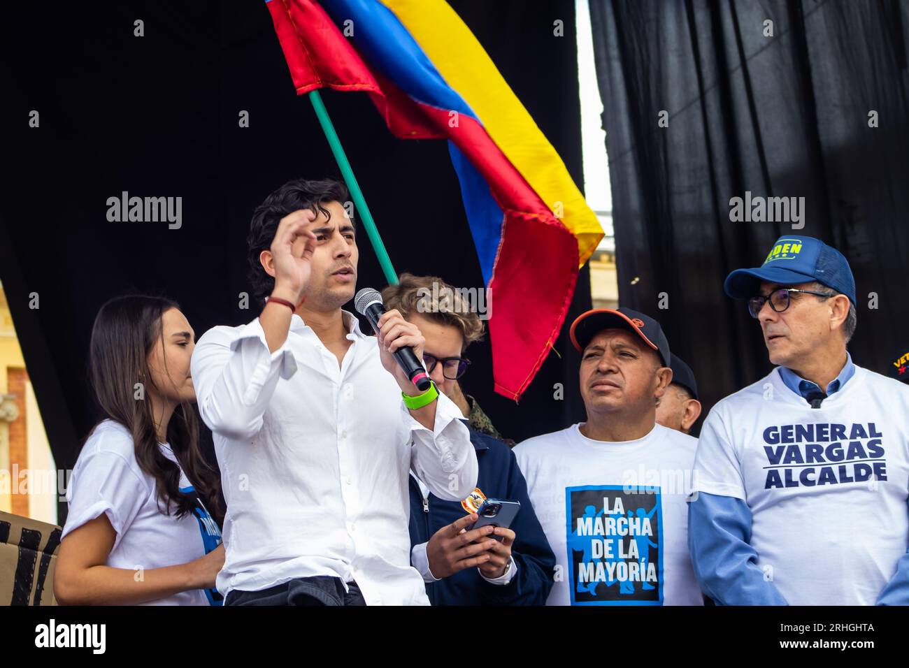 BOGOTA, COLOMBIA - 16 AUGUST 2023. Ariel Ricardo Armel at the march ...