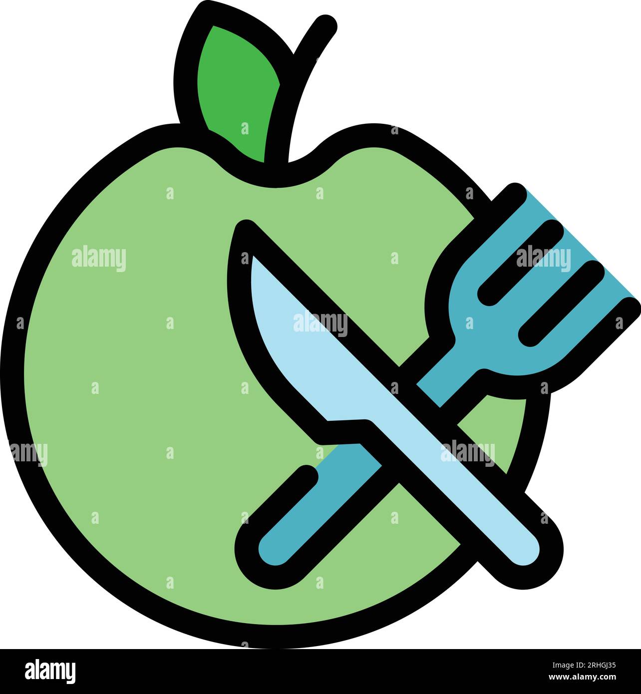 Apple diet icon outline vector. Metabolic body. Human nutrition color ...