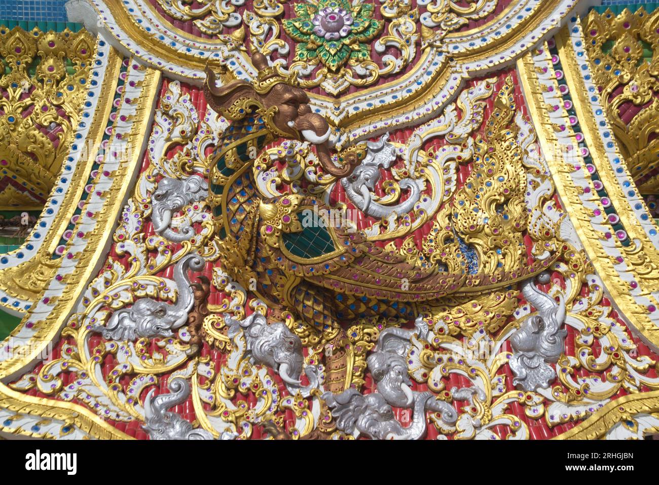 Stucco motifs depicting birds in fairy tales under the base of the ...