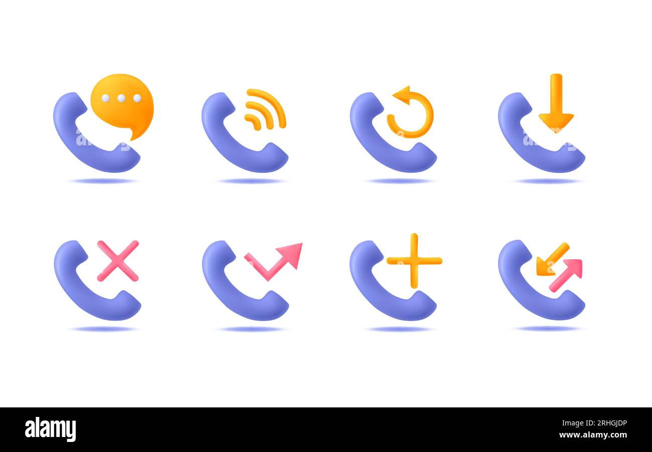 Set of 3d phone icon vector illustration. Modern and trendy phone call ...