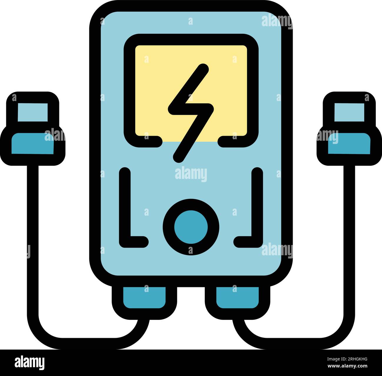 Plug powerbank icon outline vector. Power charger. Usb cable color flat ...