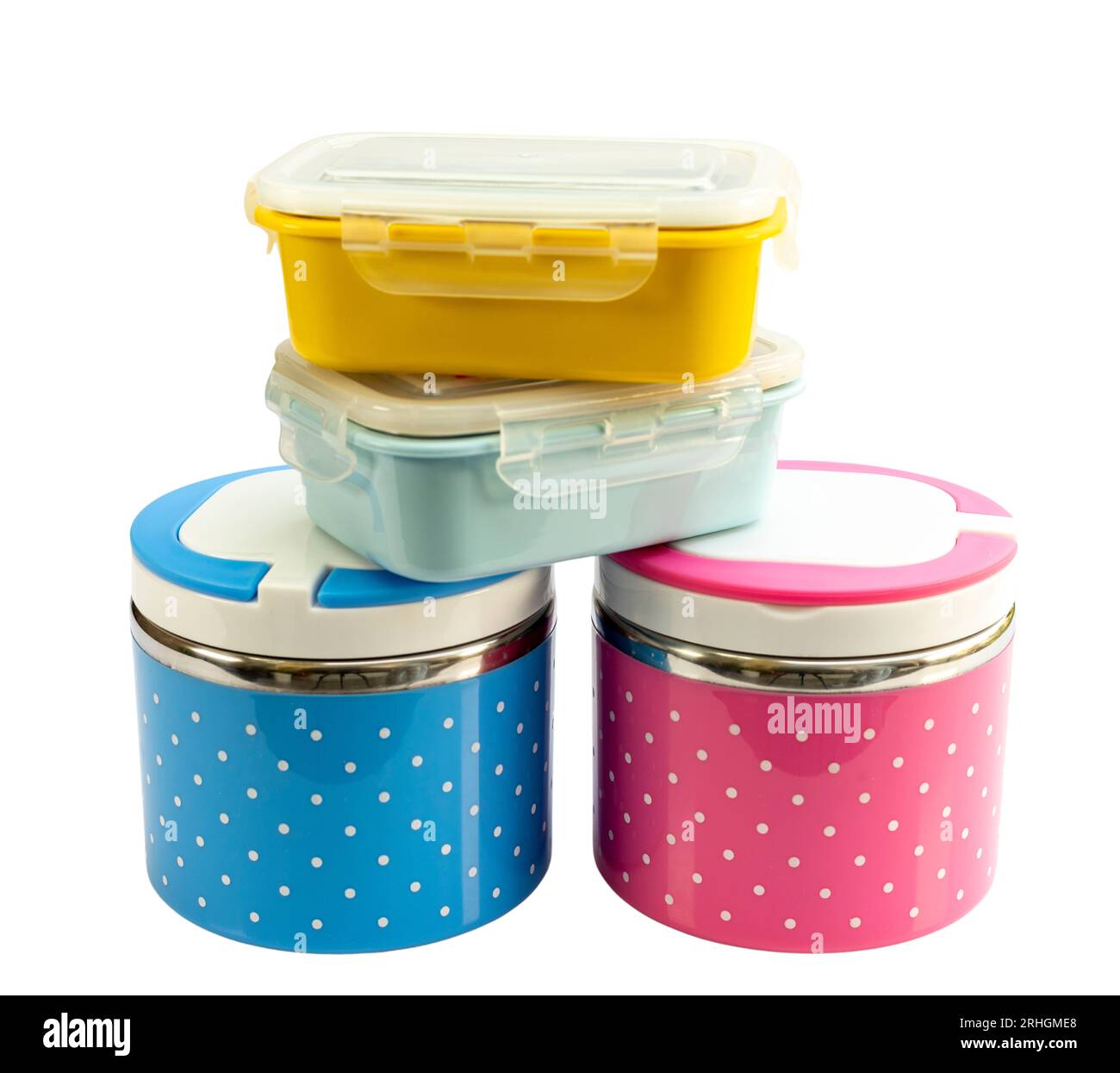 New plastic lunch boxes on a white isolated background Stock Photo - Alamy