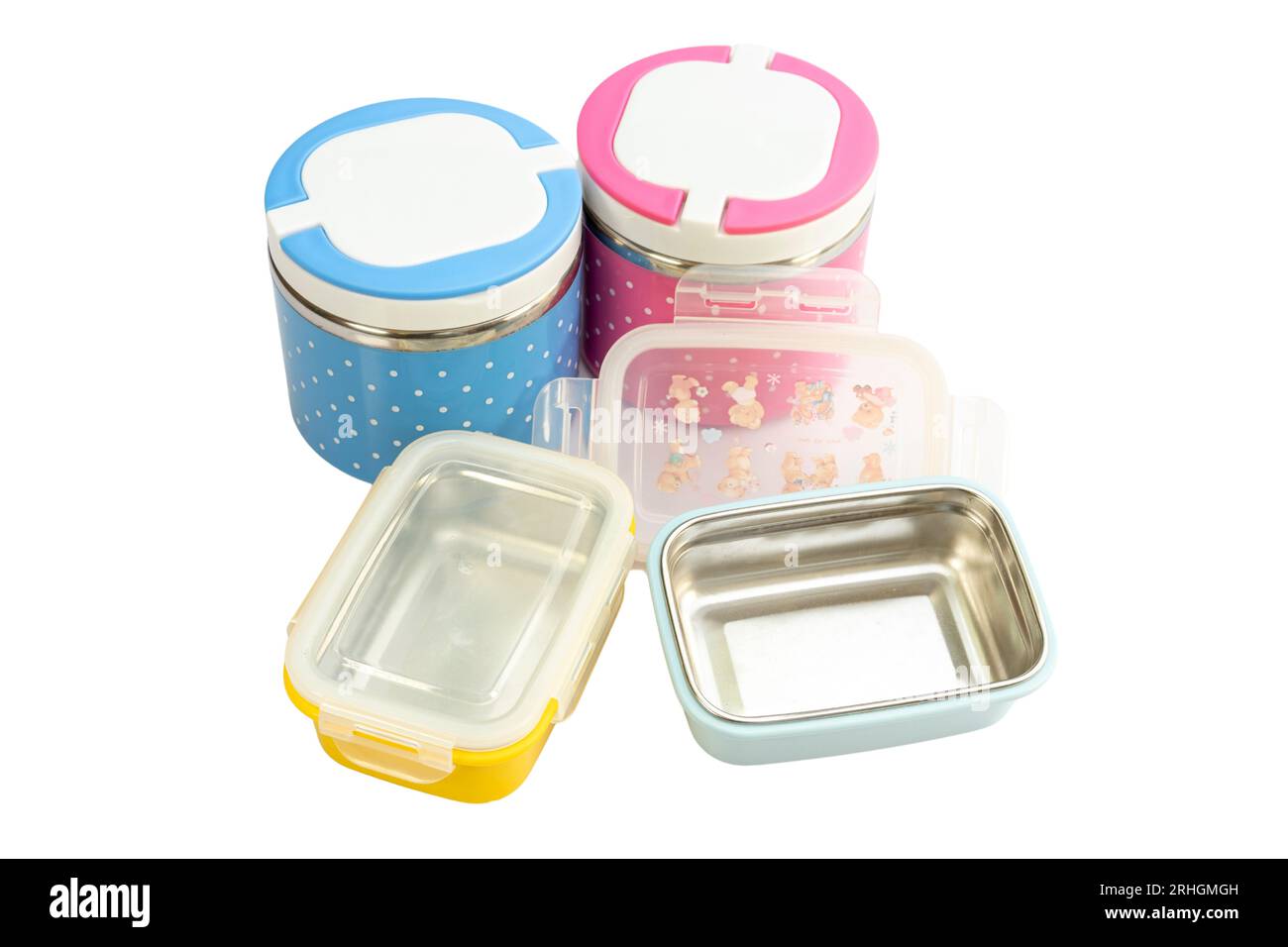 New empty plastic lunch boxes on white isolated background Stock Photo ...