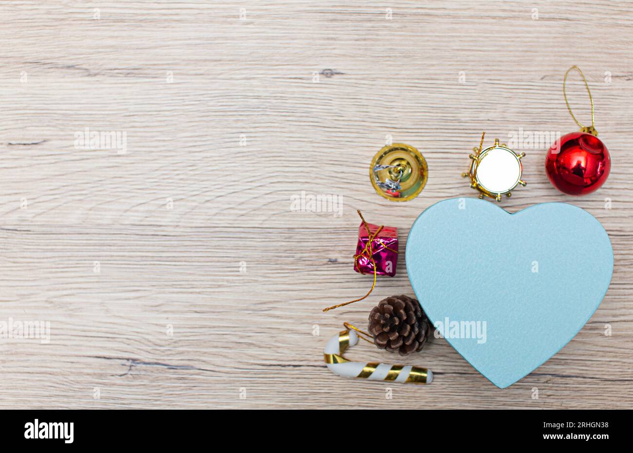 Christmas cluster high angle view gift boxes presented on rustic wooden ...