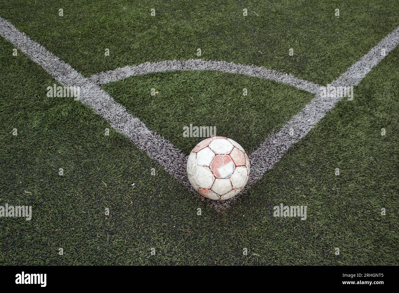 Soccer ball in field corner Stock Photo - Alamy