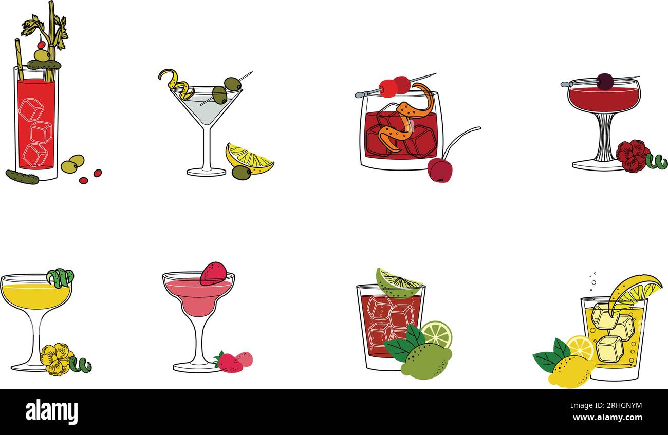 Vector alcohol drink line art illustration Stock Vector Image & Art - Alamy