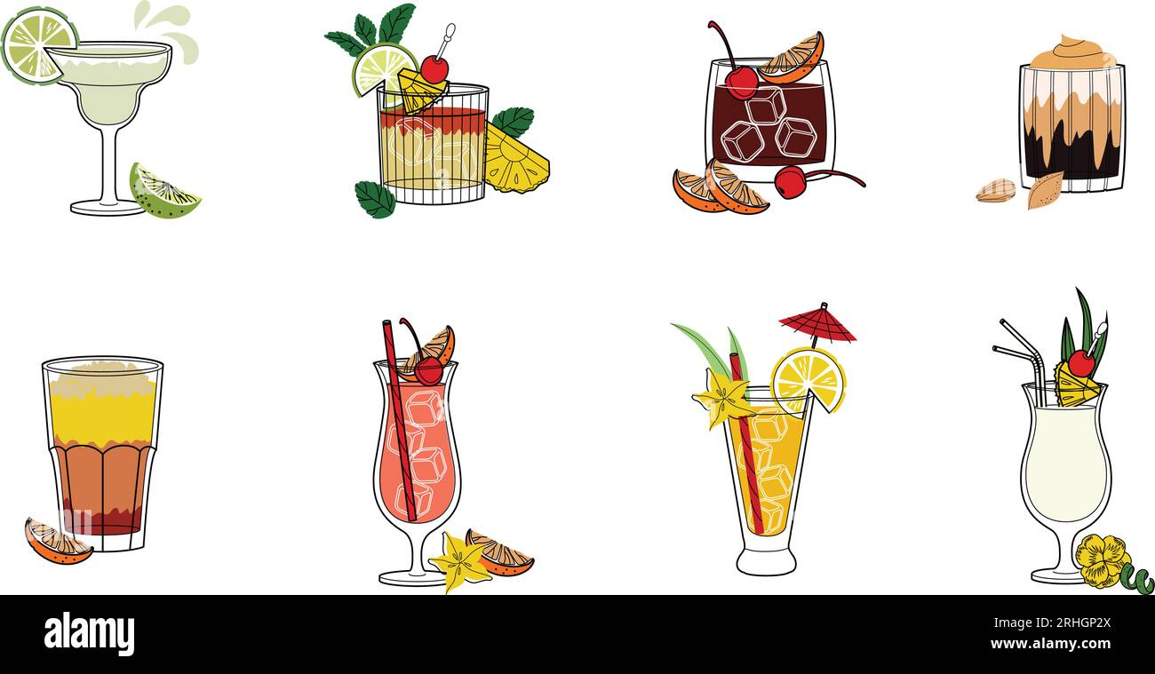 Vector alcohol drink line art illustration Stock Vector Image & Art - Alamy