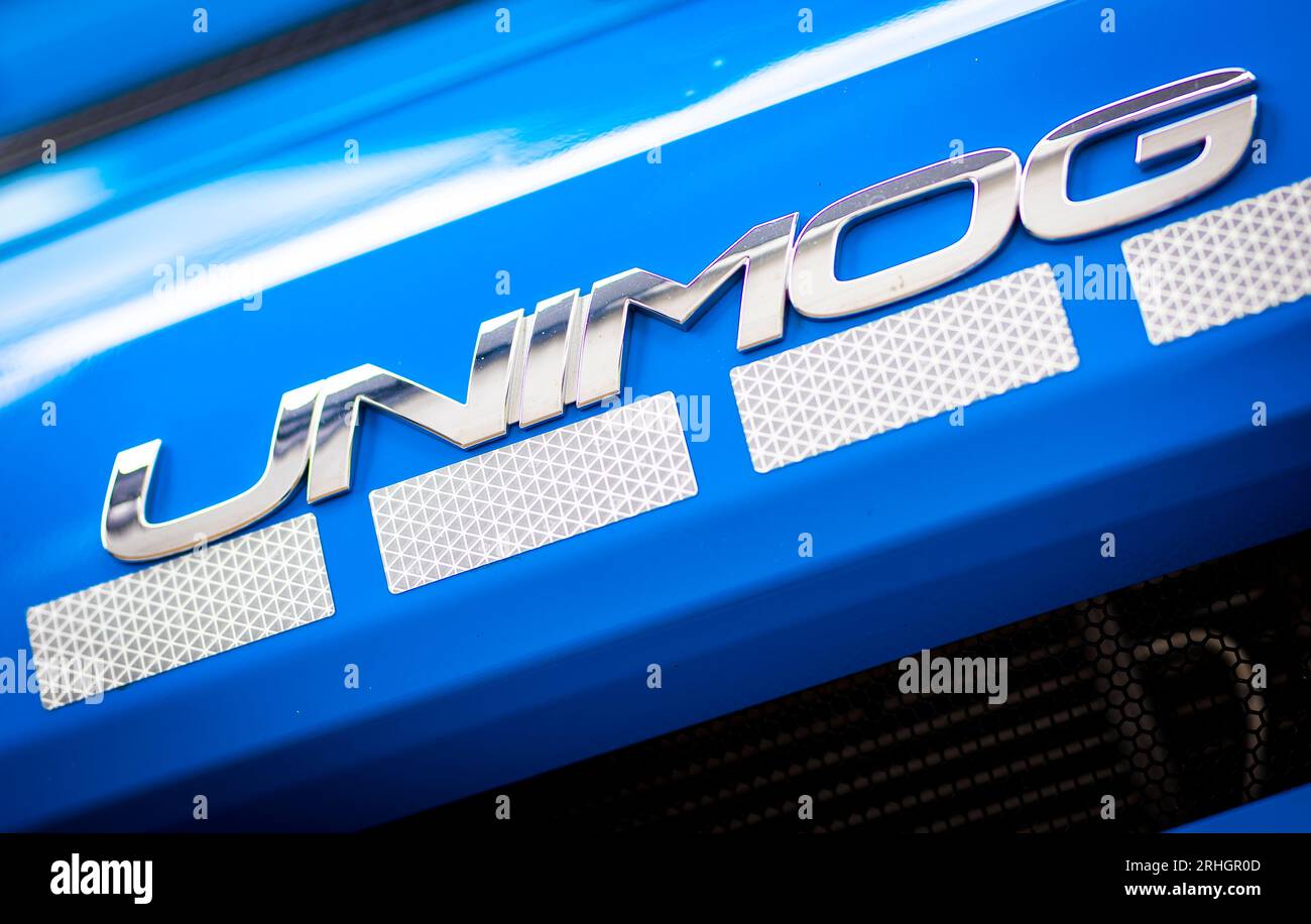 Hanover, Germany. 15th Aug, 2023. The lettering "Unimog" can be read on ...