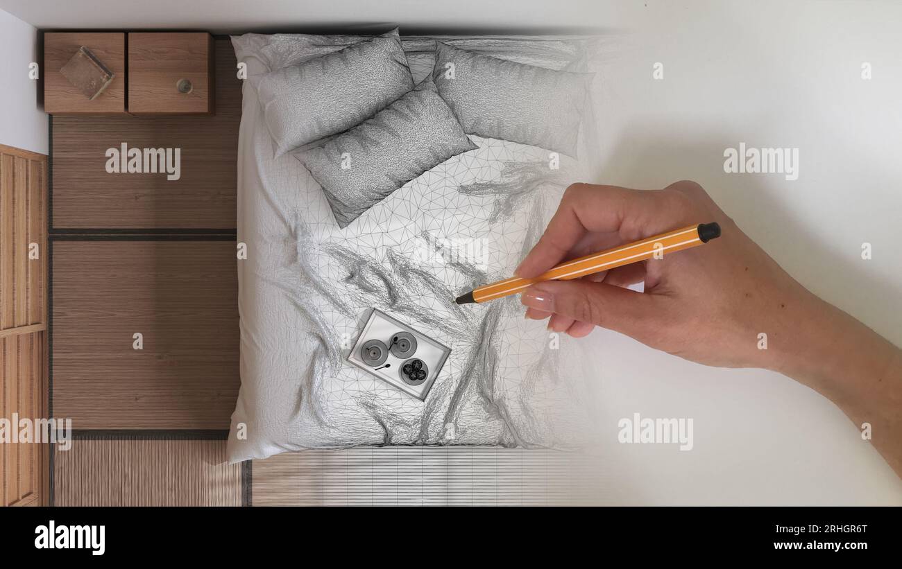 Architect interior designer concept: hand drawing a design interior ...