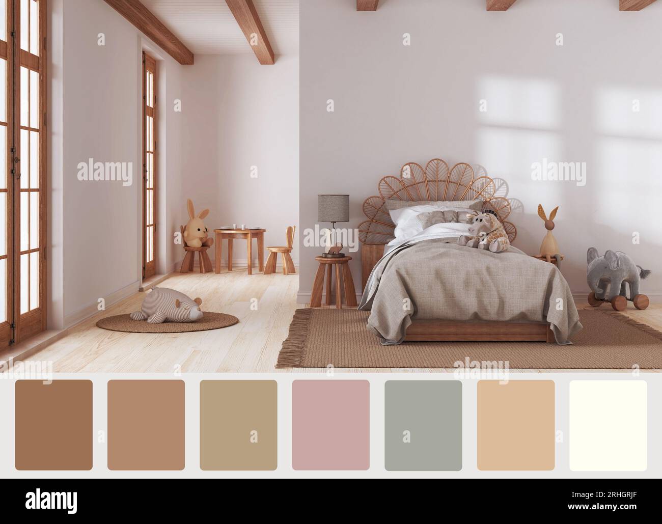 Interior design scene with palette color. Different colors and patterns ...
