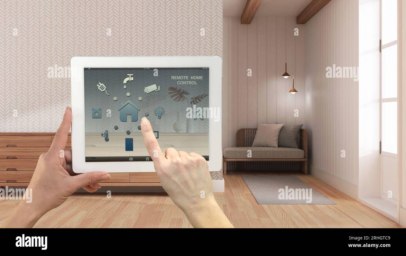 Smart remote home control system on a digital tablet. Device with app ...
