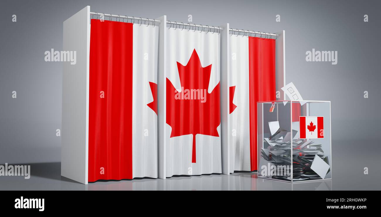 Canada - voting booths with country flag and ballot box - 3D ...
