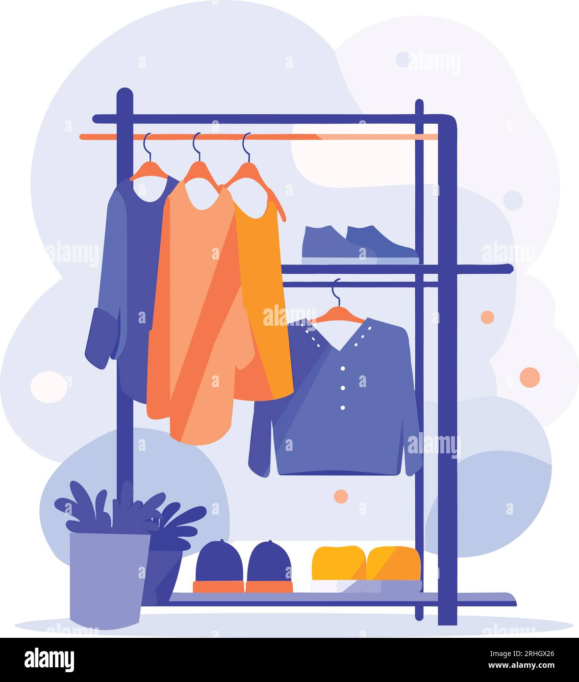 Hand Drawn clothing stores and shops in shopping malls in flat style ...