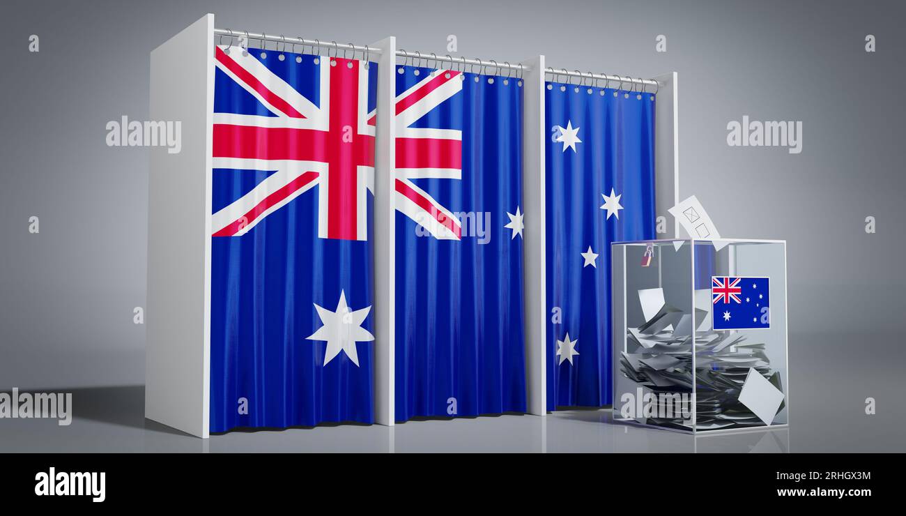 Australia - voting booths with country flag and ballot box - 3D ...