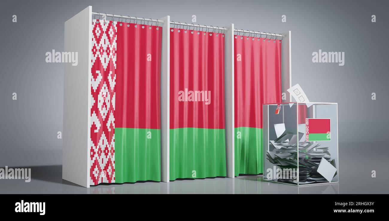 Belarus - voting booths with country flag and ballot box - 3D ...