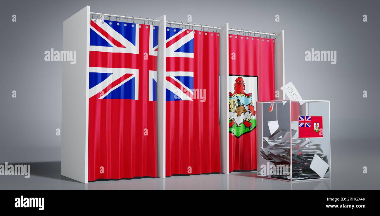 Bermuda - voting booths with country flag and ballot box - 3D ...