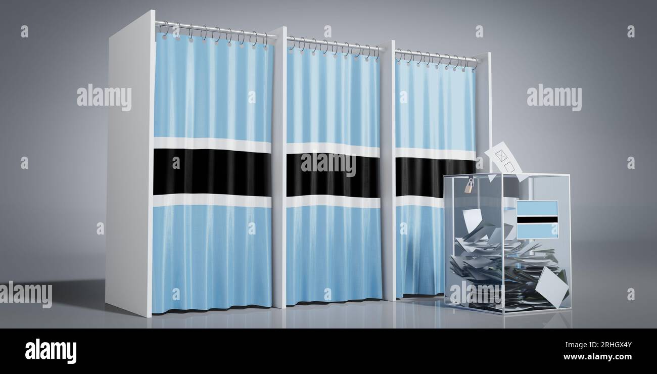Botswana - voting booths with country flag and ballot box - 3D ...