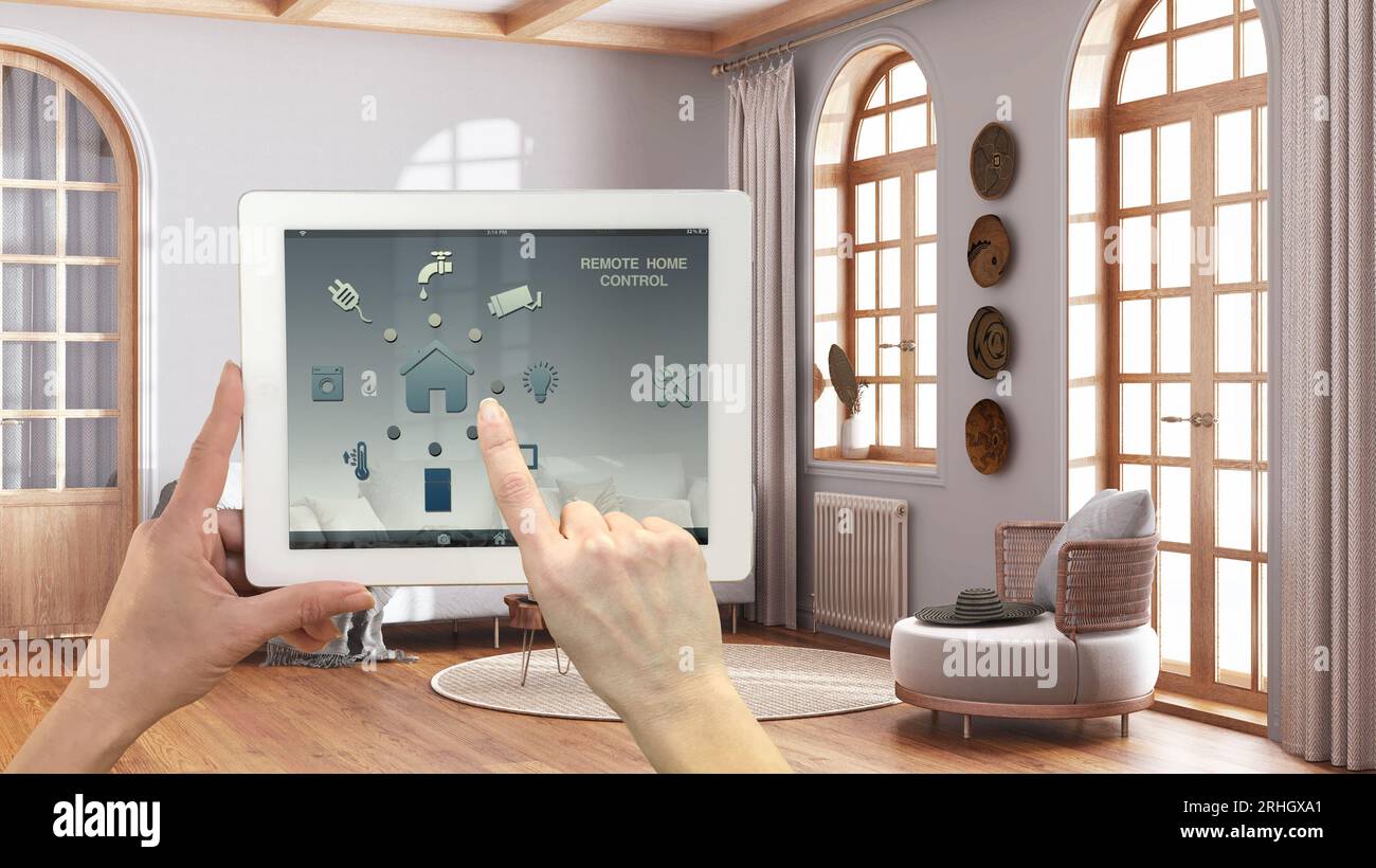 Smart remote home control system on a digital tablet. Device with app ...