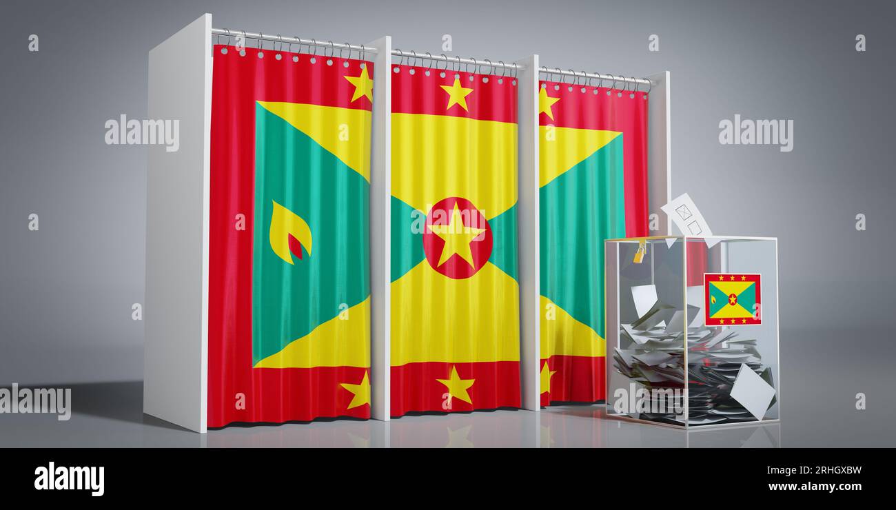 Grenada - voting booths with country flag and ballot box - 3D ...