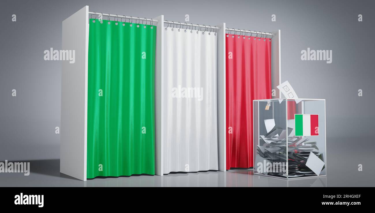 Italy - voting booths with country flag and ballot box - 3D ...
