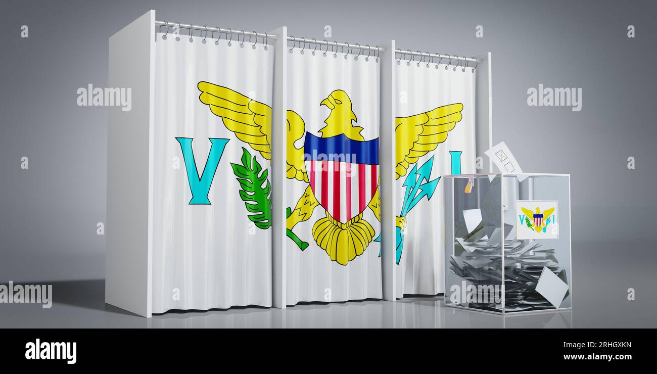 American Virgin Islands - voting booths with country flag and ballot ...