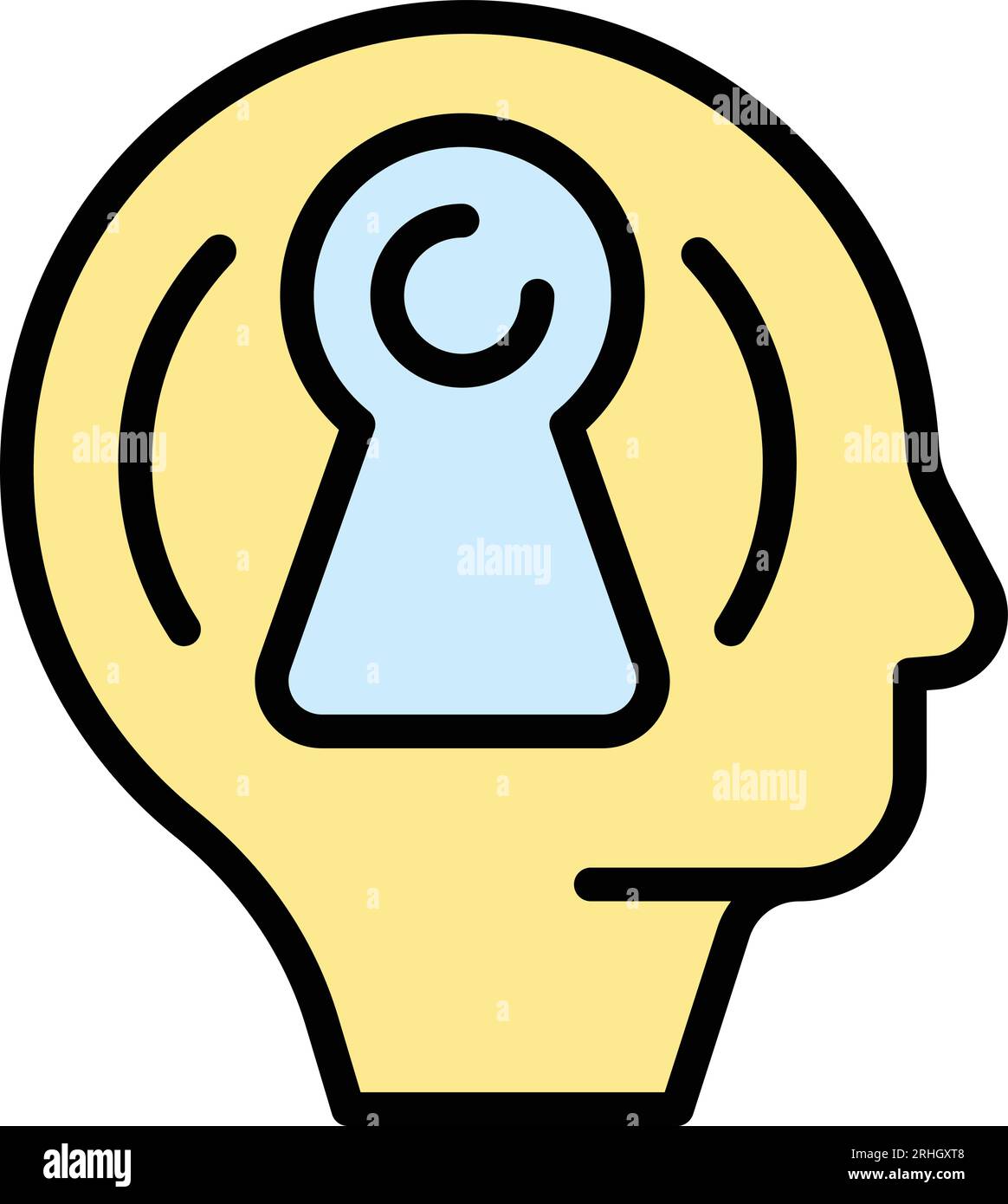 Mind key icon outline vector. Stress reduction. Soul self color flat ...
