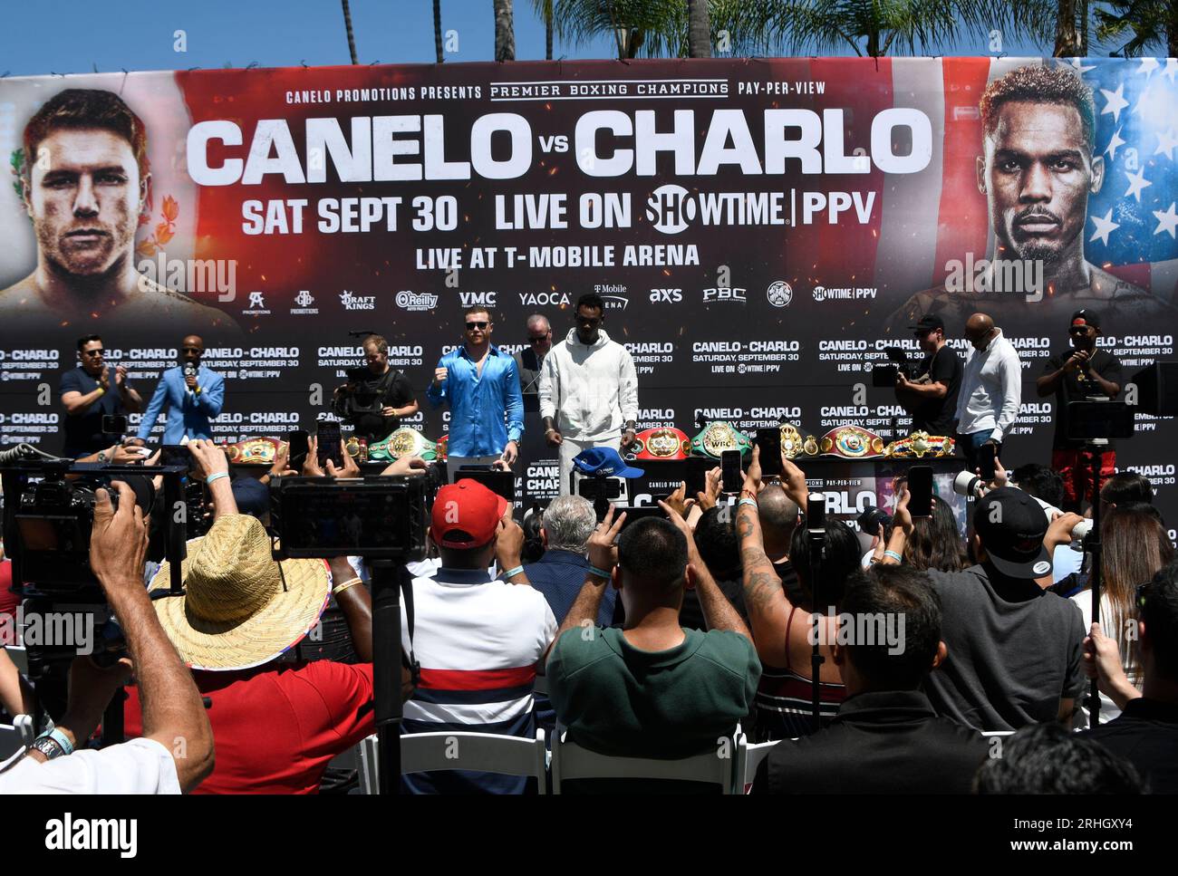 Beverly Hills CA/USA. Aug 16, 2023. (L-R)Canelo Alvarez and Jermell ...