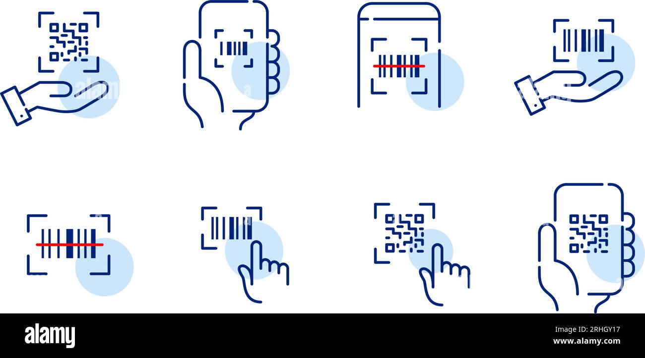 Scan qr codes and bar codes with mobile phone app. Pixel perfect icons ...