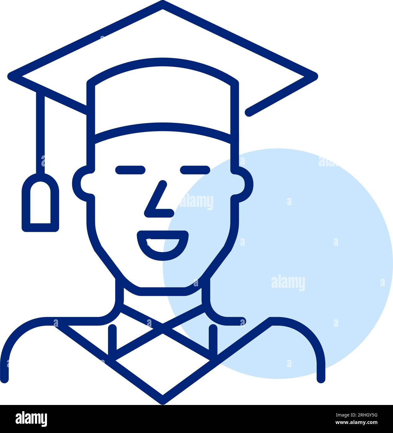 University graduate. Smiling young man in gown and graduation cap ...