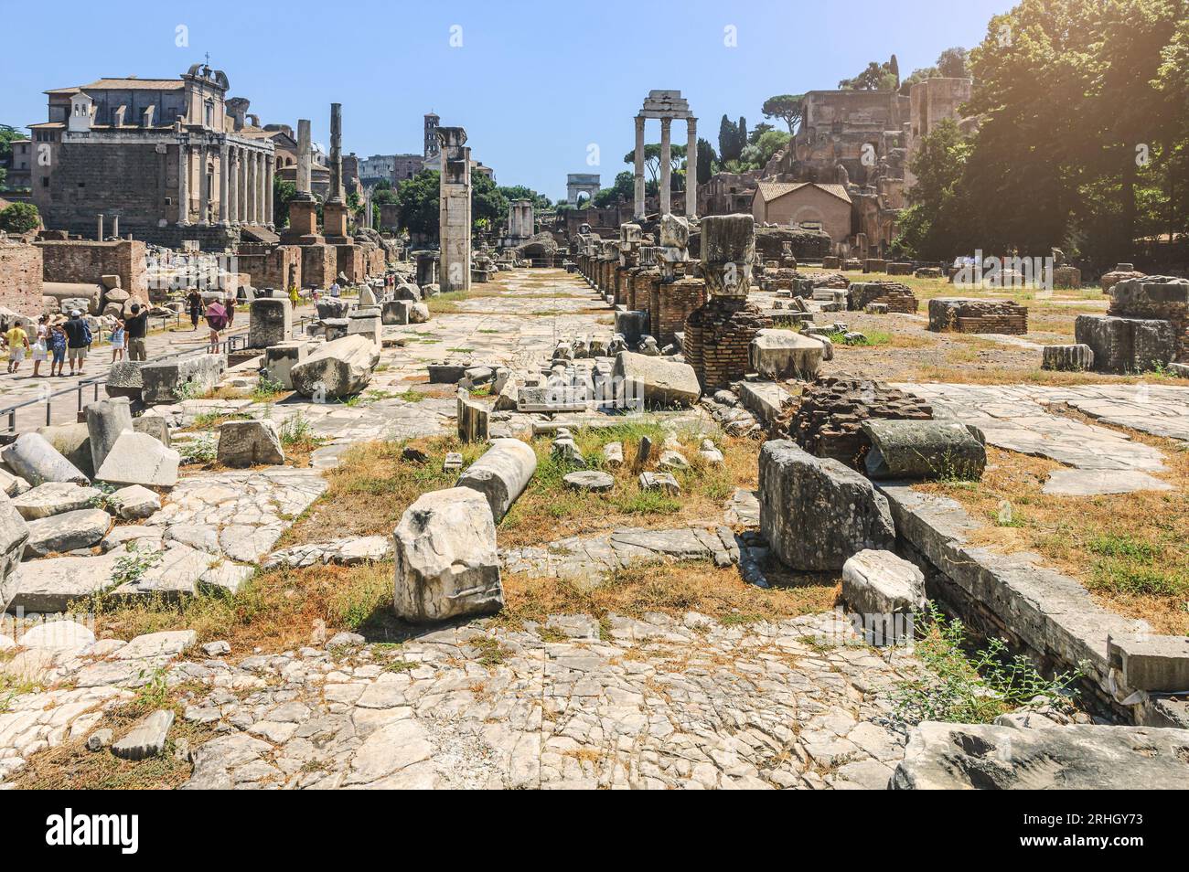 View of the Basilica Julia in the Roman Forum Stock Photo - Alamy