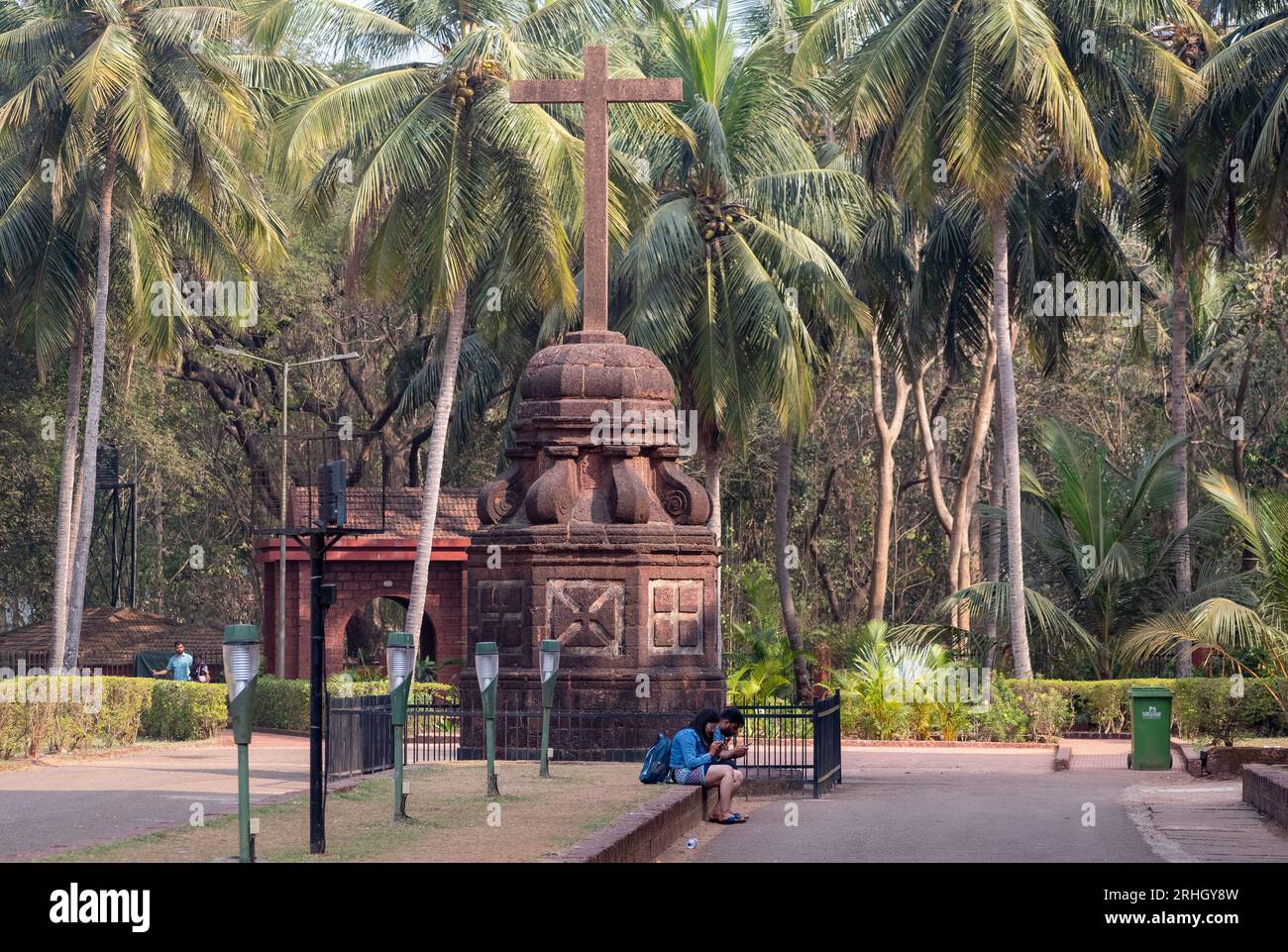 Old Goa, India - January 2023: An ancient Portuguese era cross made of ...