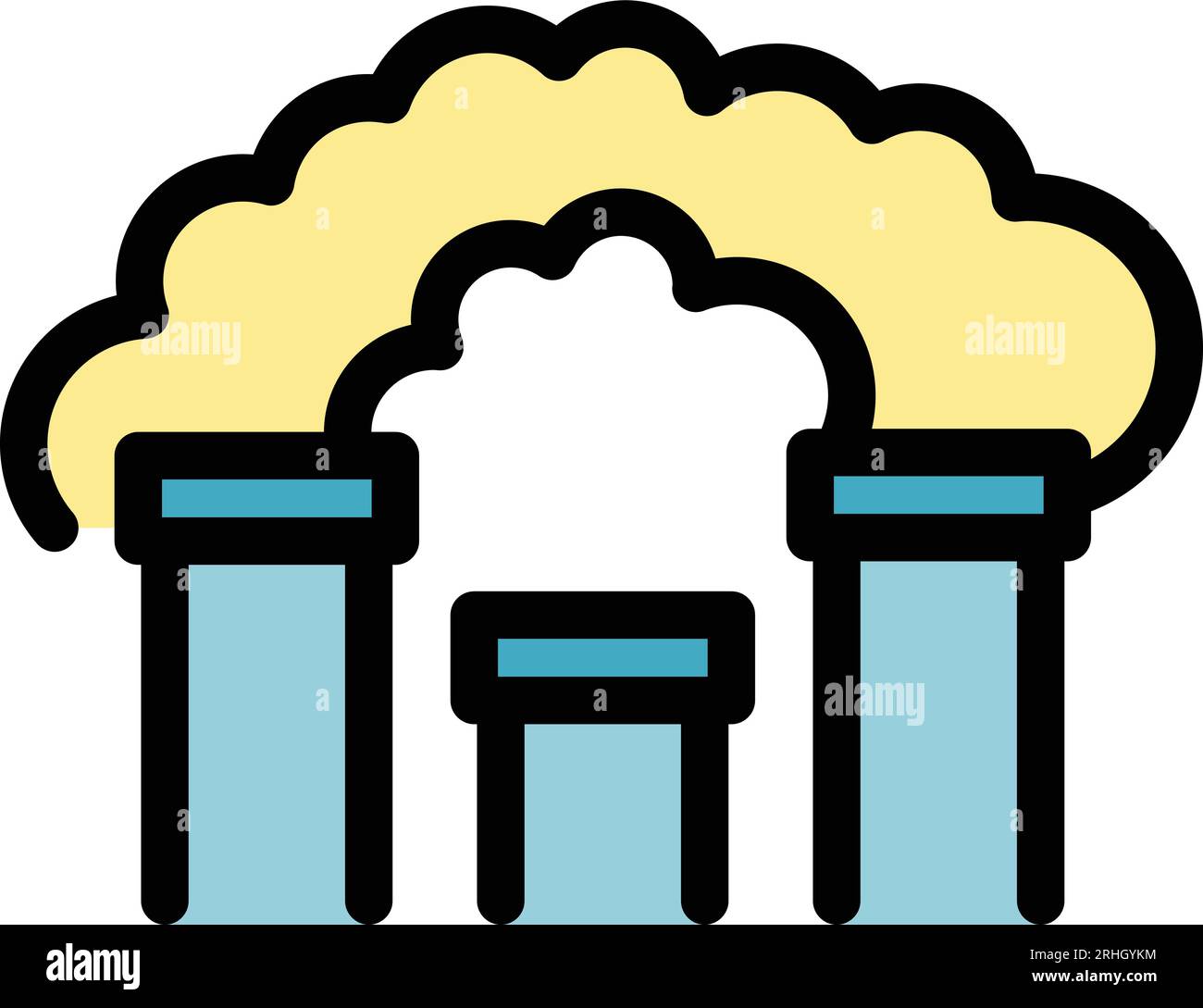 Smoking factory icon outline vector. Wind flow. Air clean color flat ...