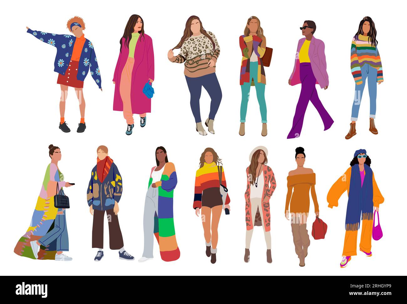 Modern women collection Vector isolated on white Stock Vector Image ...
