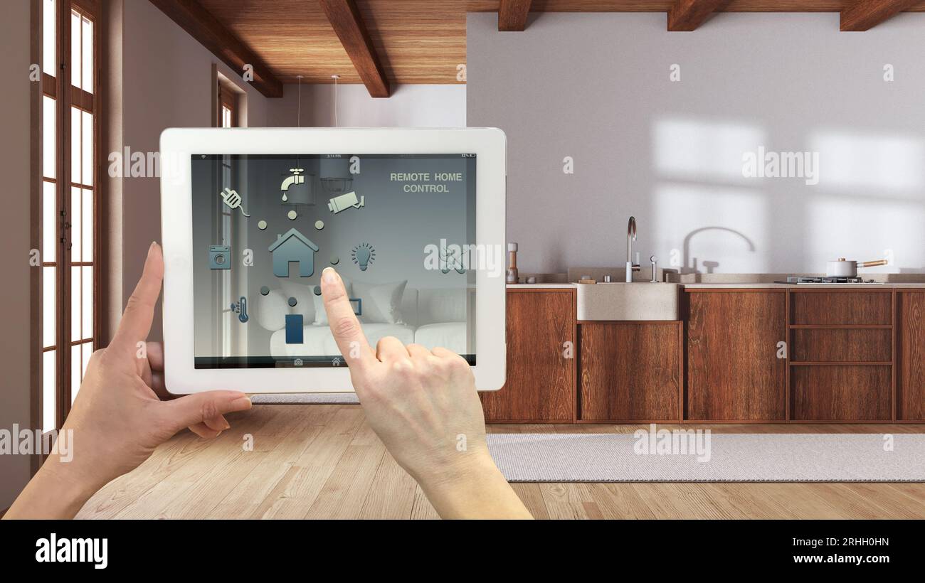 Smart remote home control system on a digital tablet. Device with app ...