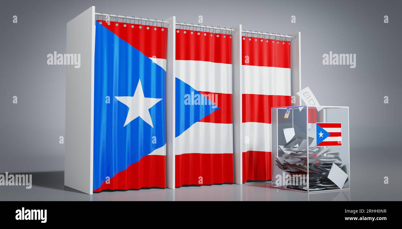 Puerto Rico - voting booths with country flag and ballot box - 3D ...