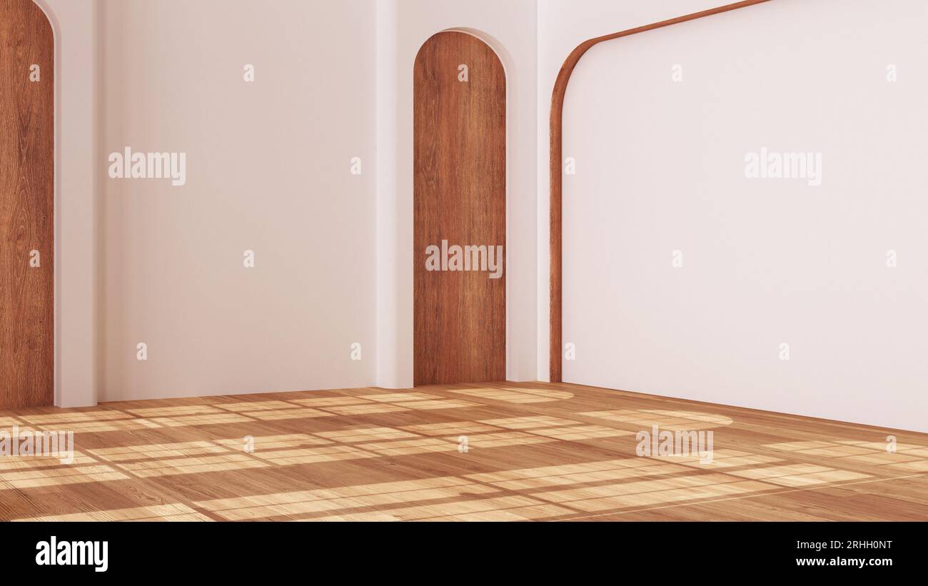 Empty room interior design, open space with parquet floor, classic ...