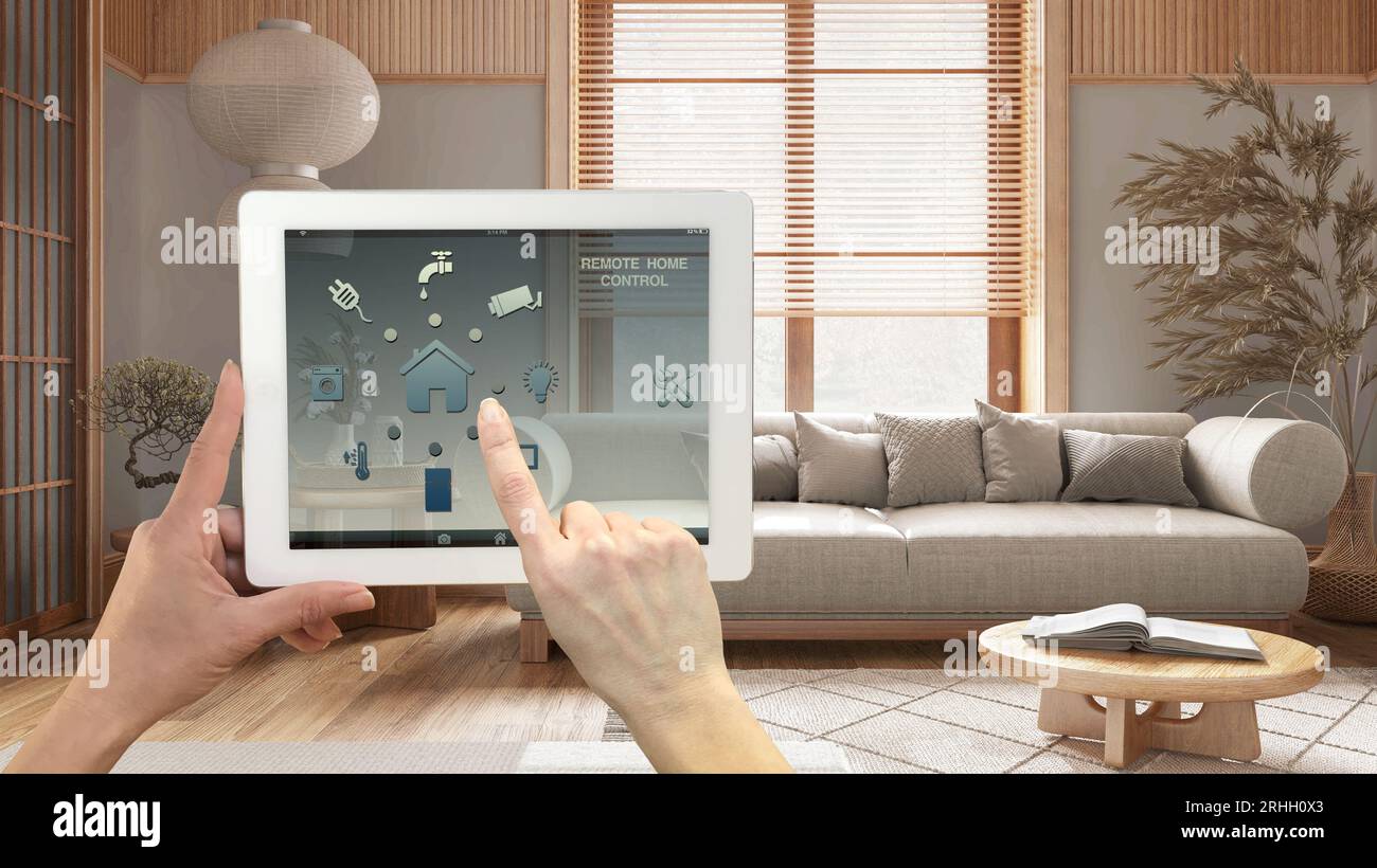 Smart remote home control system on a digital tablet. Device with app ...