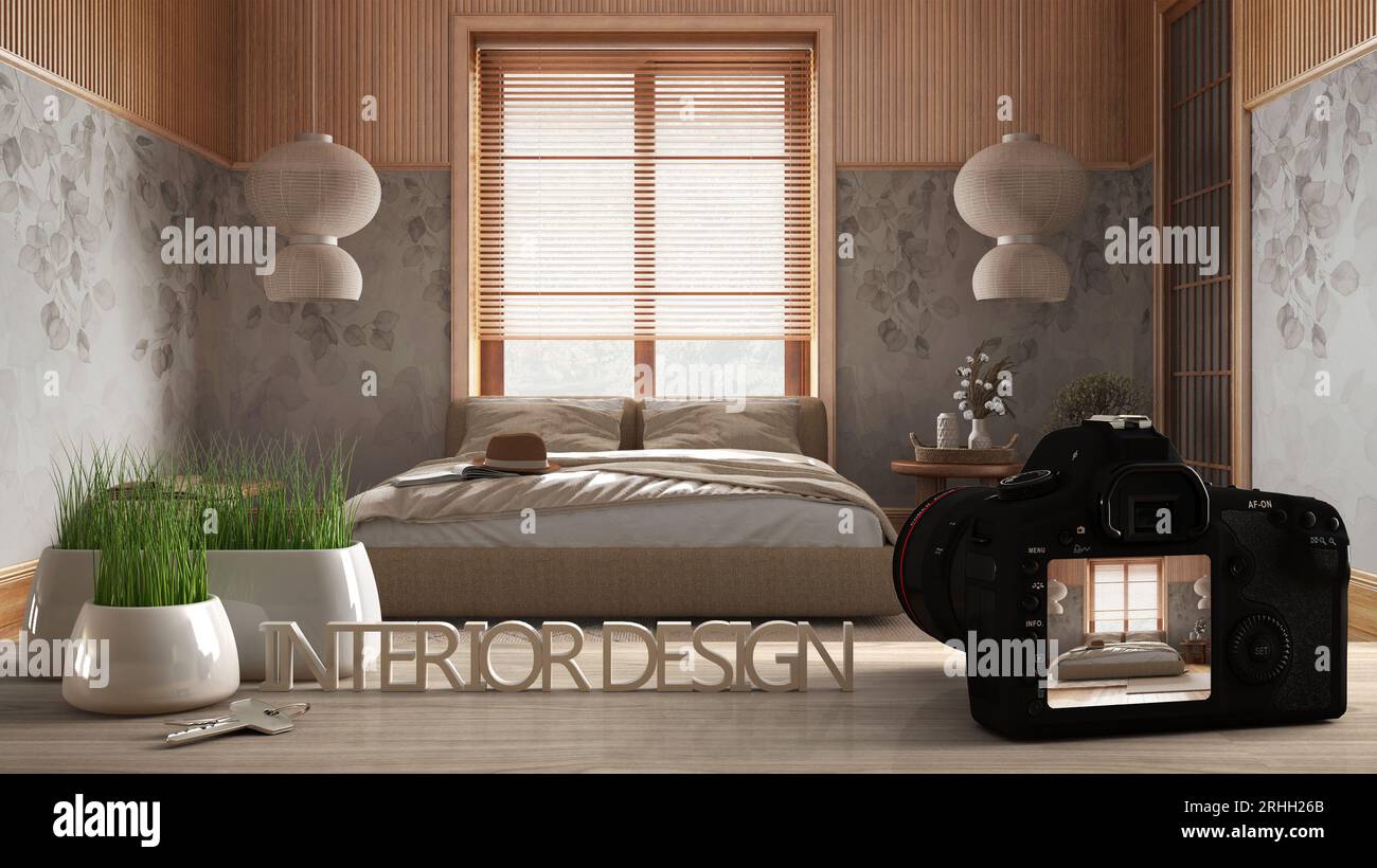 Architect photographer designer desktop concept, camera on wooden work ...