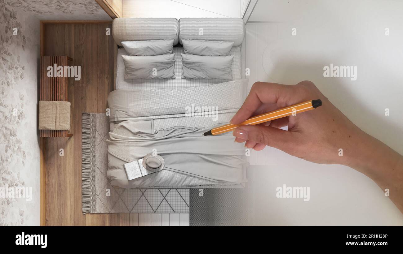 Architect interior designer concept: hand drawing a design interior ...