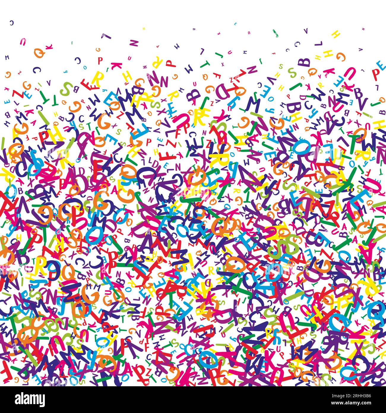 Falling letters of English language. Colorful childish flying ...